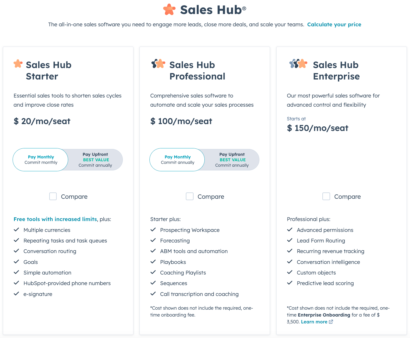 HubSpot Sales Hub 3个版本的5大功能和常见场景